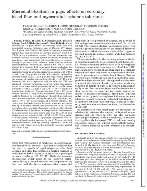 (PDF) Microembolization in pigs: effects on coronary blood flow and ...