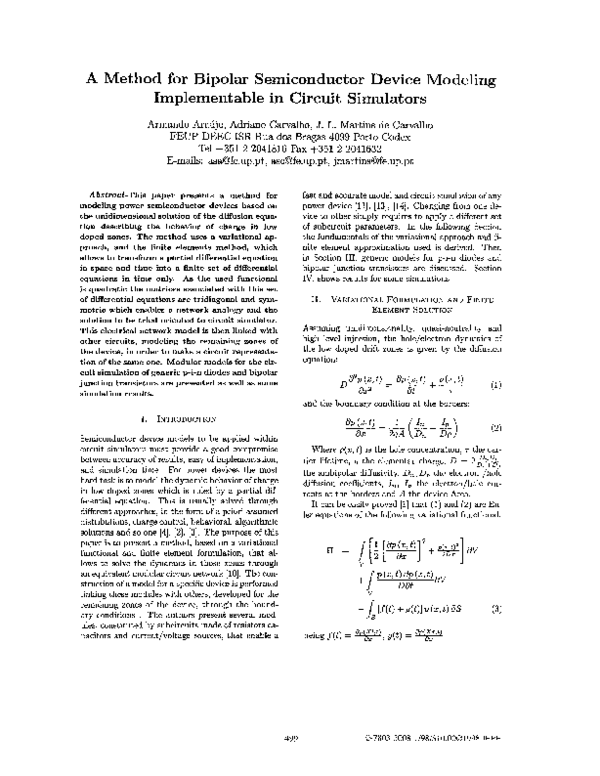 (PDF) A method for bipolar semiconductor device modeling implementable ... (PDF) A method for bipolar semiconductor device modeling implementable ...