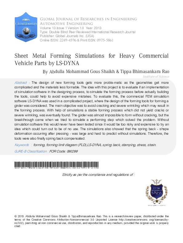 (PDF) Sheet Metal Forming Simulations for Heavy Commercial Vehicle ...