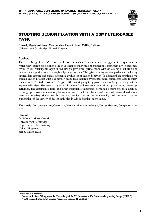 (PDF) Studying design fixation with a computer-based task