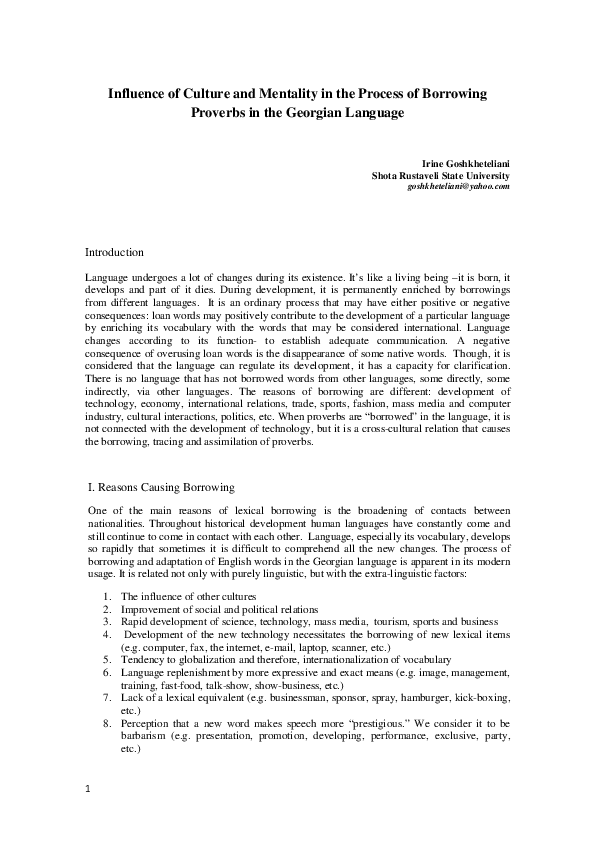 (PDF) Influence of Culture and Mentality in the Process of Borrowing ...