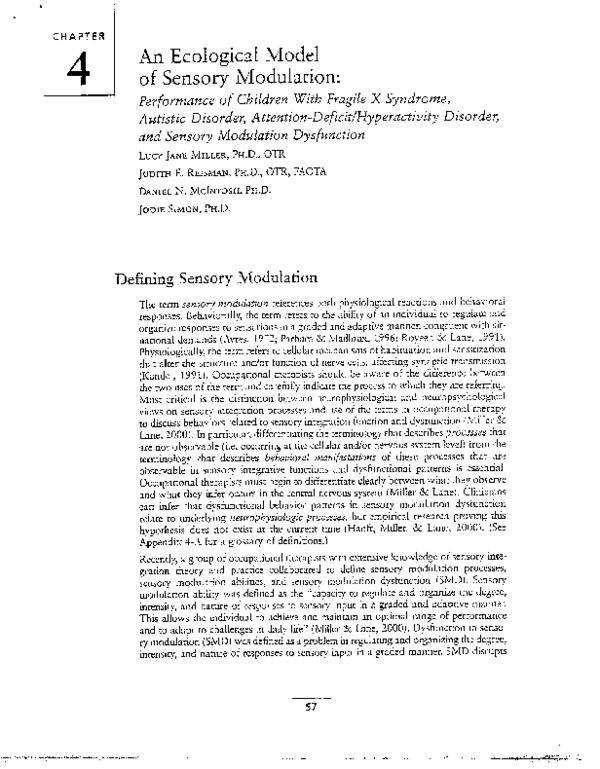 (PDF) An Ecological Model of Sensory Modulation 2001