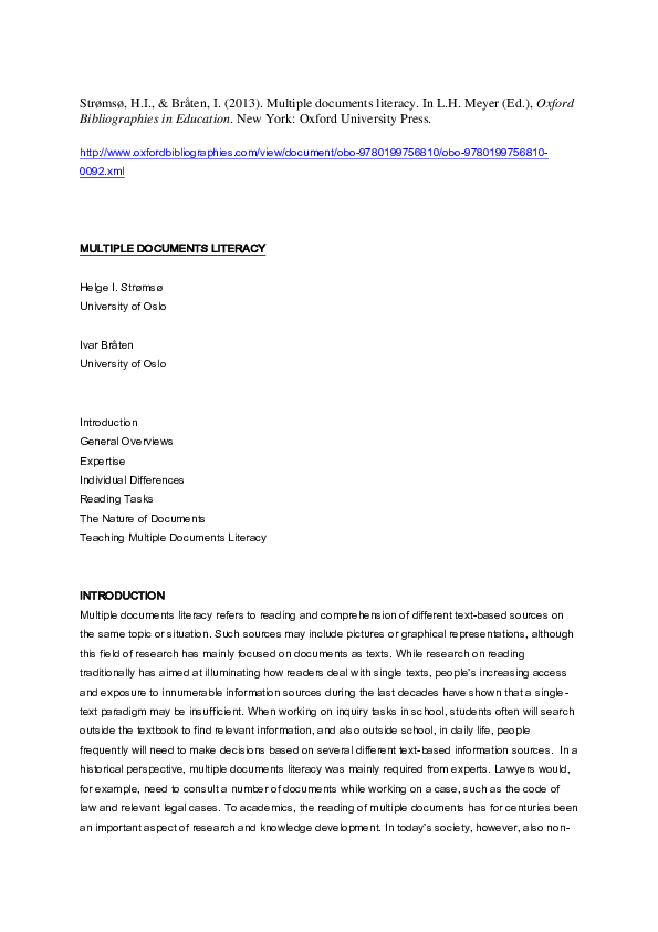 (PDF) Mulitple documents literacy