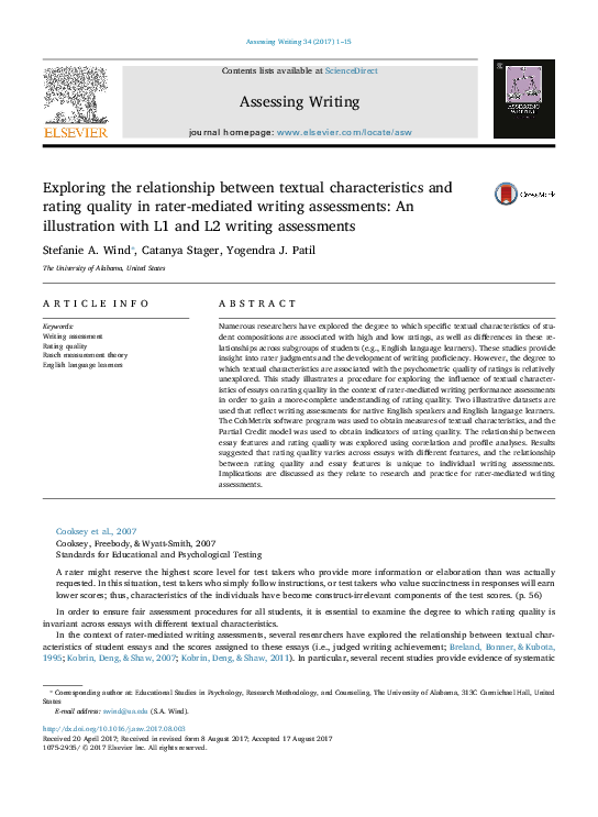 (PDF) Exploring the relationship between textual characteristics and rating quality in rater ...