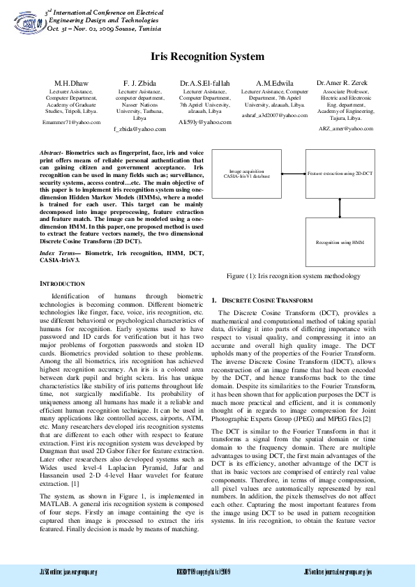 (PDF) Iris Recognition System