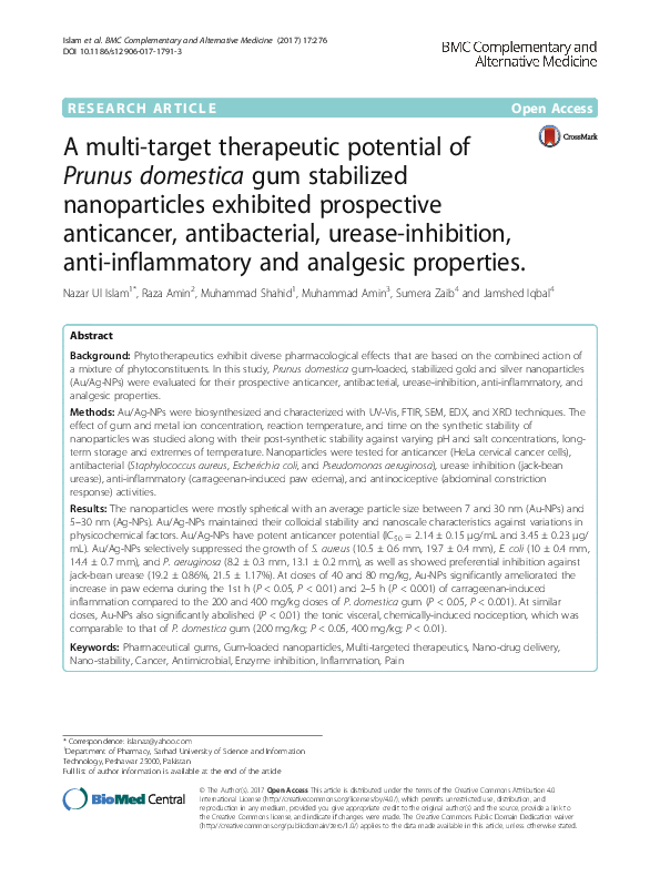 (PDF) A multi-target therapeutic potential of Prunus domestica gum ...