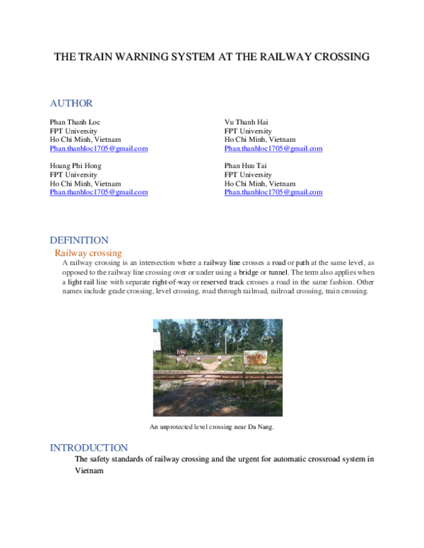 (DOC) THE TRAIN WARNING SYSTEM AT THE RAILWAY CROSSING AUTHOR