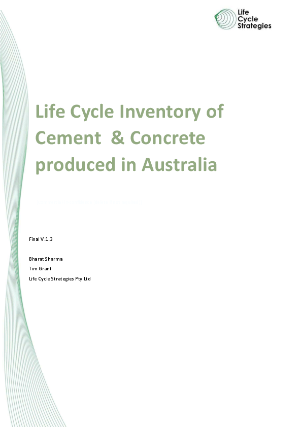 (PDF) Life Cycle Inventory of Cement & Concrete produced in Australia