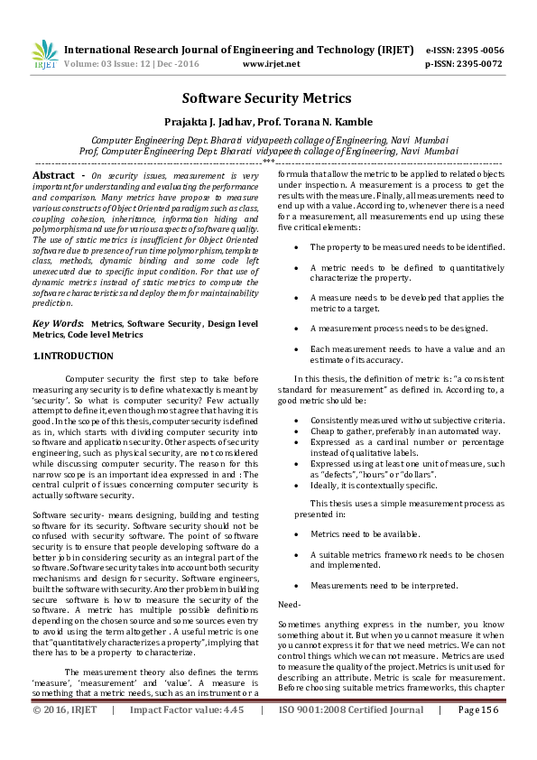 (PDF) Software Security Metrics