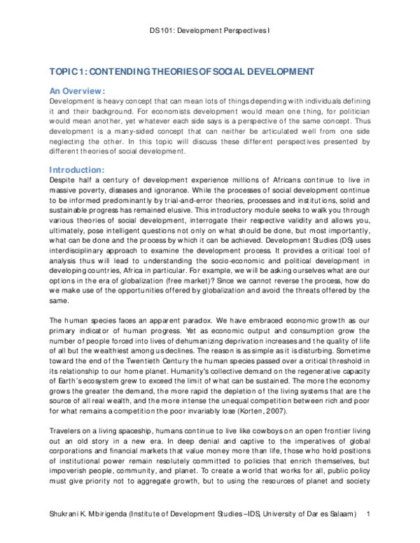 (PDF) TOPIC 1: CONTENDING THEORIES OF SOCIAL DEVELOPMENT