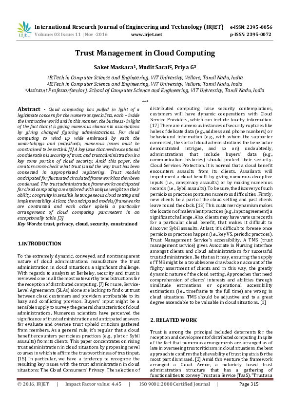 (PDF) Trust Management in Cloud Computing
