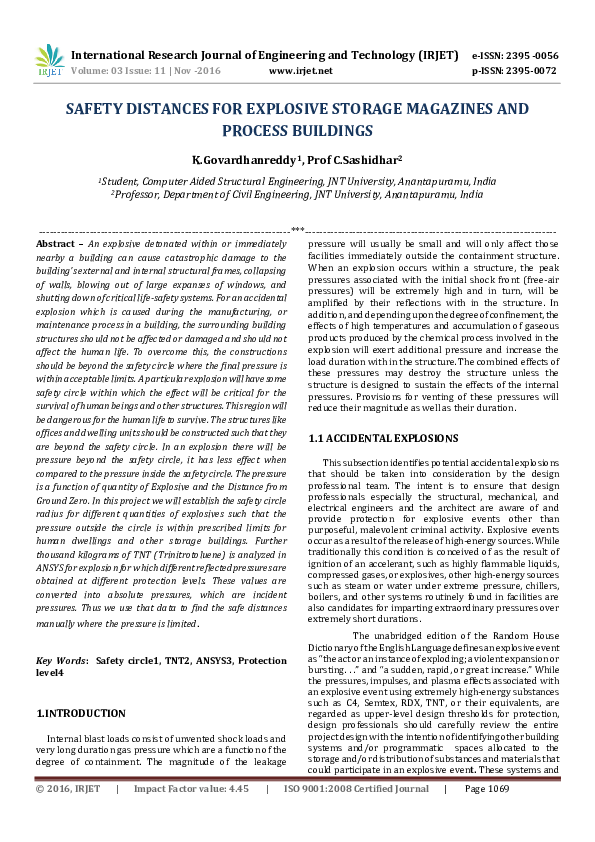 (PDF) SAFETY DISTANCES FOR EXPLOSIVE STORAGE MAGAZINES AND PROCESS ...