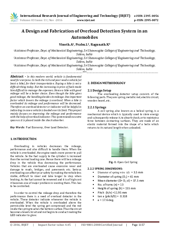 (PDF) A Design and Fabrication of Overload Detection System in an ...