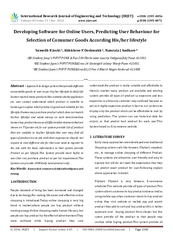 Pdf Developing Software For Online Users Predicting User Behaviour