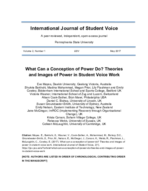 (PDF) International Journal of Student Voice What Can a Conception of ...
