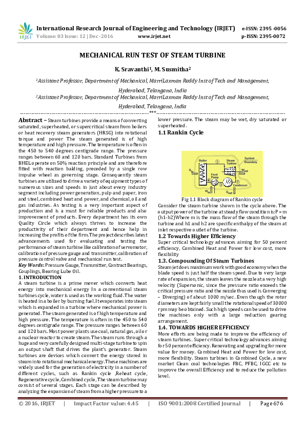 (PDF) MECHANICAL RUN TEST OF STEAM TURBINE