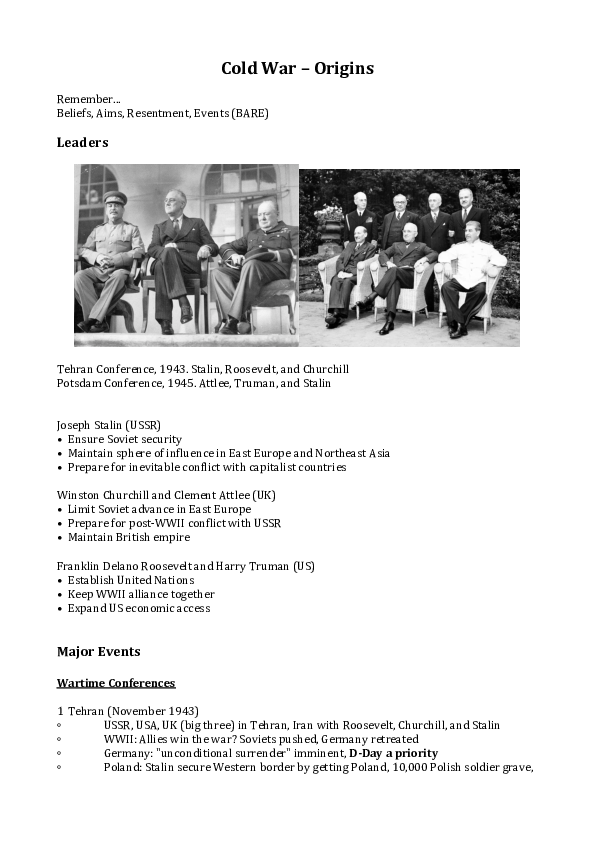 (DOC) Cold War – Origins