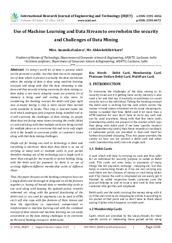 (PDF) Use of Machine Learning and Data Stream to overwhelm the security ...
