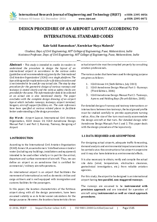 (PDF) DESIGN PROCEDURE OF AN AIRPORT LAYOUT ACCORDING TO INTERNATIONAL ...