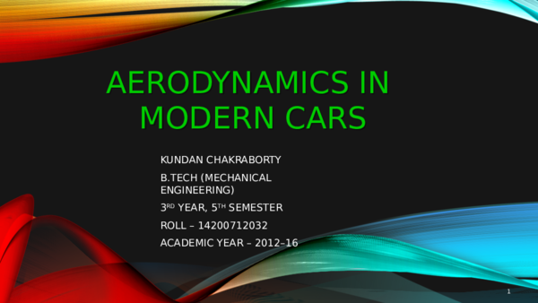 (PPT) Aerodynamics in cars and brief history