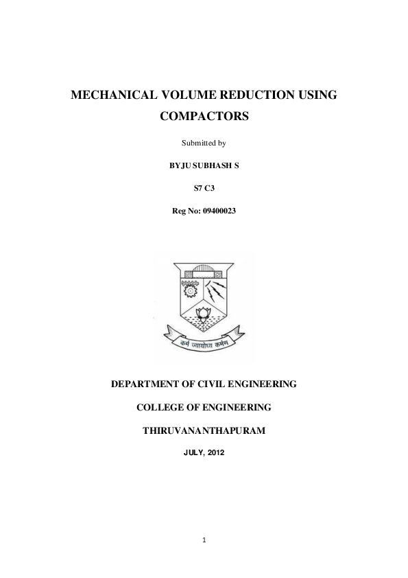(PDF) Mechanical Volume Reduction using Compactors