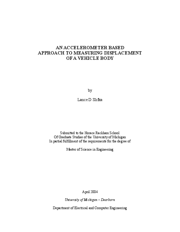 Doc An Accelerometer Based Approach To Measuring Displacement Of A