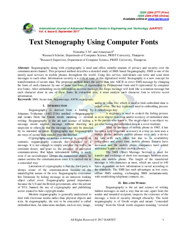 (PDF) Text Stenography Using Computer Fonts