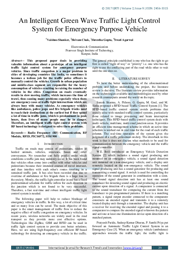(PDF) An Intelligent Green Wave Traffic Light Control System for ...