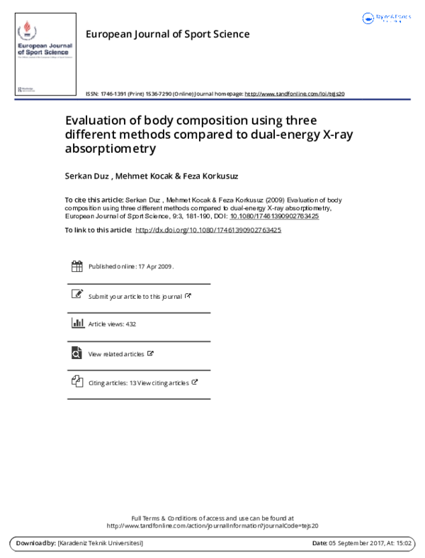 (PDF) Evaluation of body composition using three different methods ...