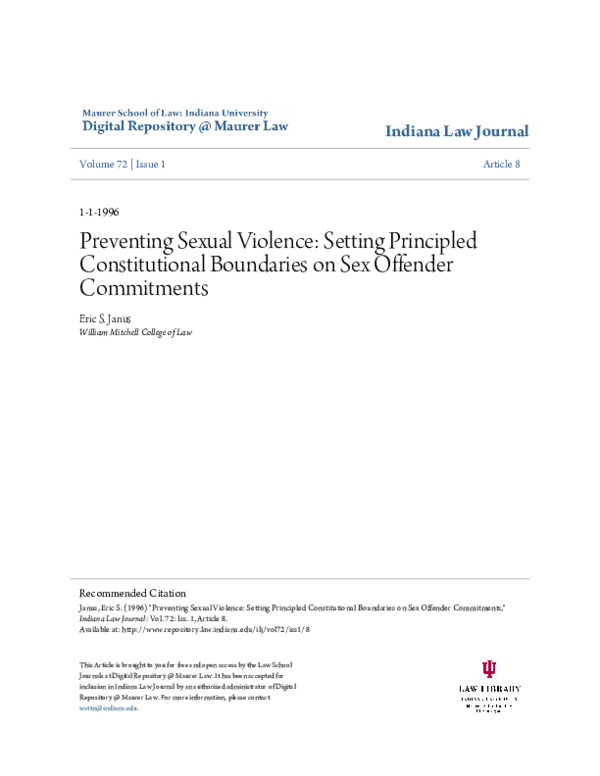 (PDF) Preventing Sexual Violence: Setting Principled Constitutional ...