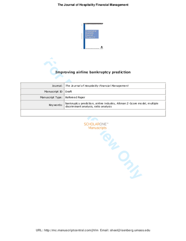 (PDF) The Journal of Hospitality Financial Management