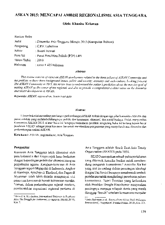 (PDF) ASEAN 2015 MENCAPAI AMBISI REGIONALISME ASIA TENGGARA