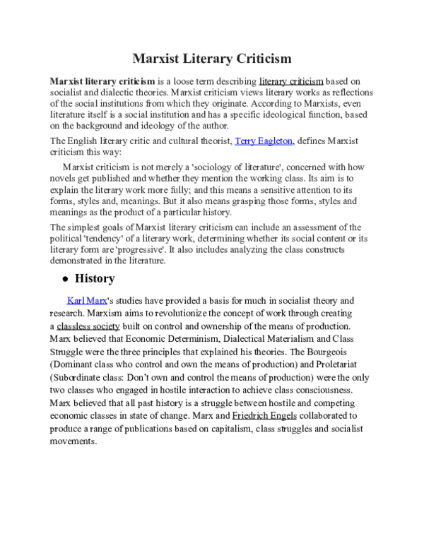 (DOC) Marxist Literary Criticism