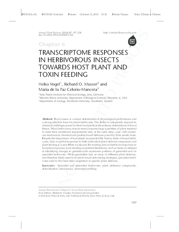 (PDF) Transcriptome Responses in Herbivorous Insects Towards Host Plant ...
