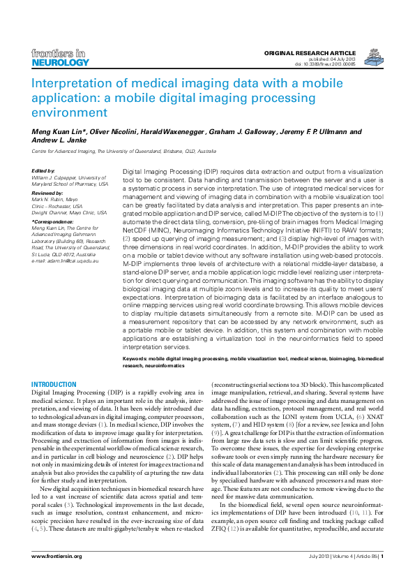 (PDF) Interpretation of Medical Imaging Data with a Mobile Application ...