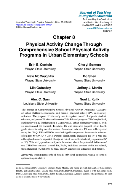 (PDF) Physical Activity Change Through Comprehensive School Physical ...