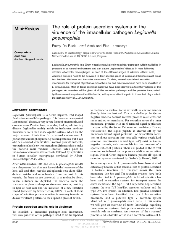 (PDF) The role of protein secretion systems in the virulence of the ...