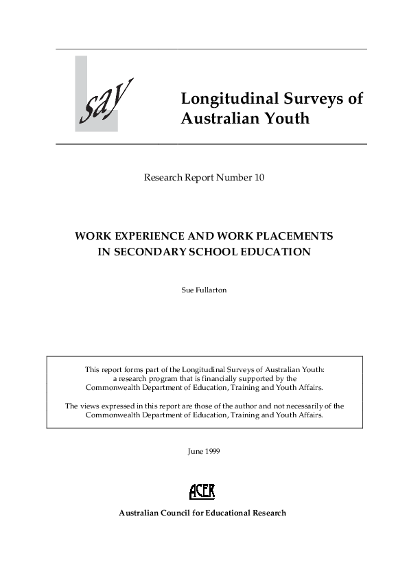 (PDF) Work experience and work placements in secondary school education