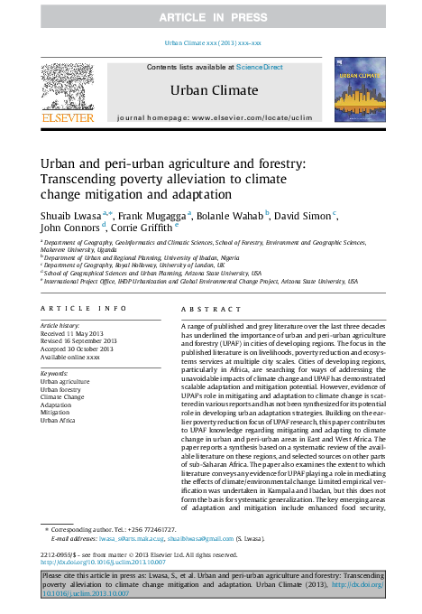 Pdf Urban And Peri Urban Agriculture And Forestry