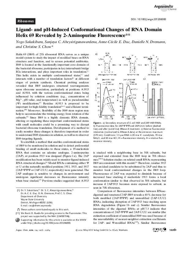 (PDF) Ligand- and pH-Induced Conformational Changes of RNA Domain Helix ...