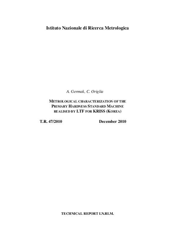 (PDF) Metrological characterization of the Primary Hardness Standard ...