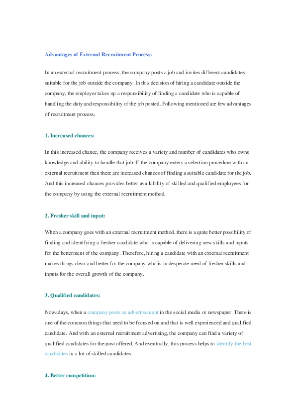 (DOC) Advantages of External Recruitment Process