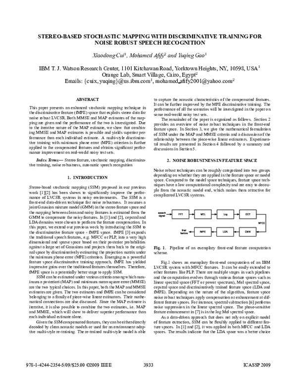 (PDF) Stereo-based stochastic mapping with discriminative training for noise robust speech ...