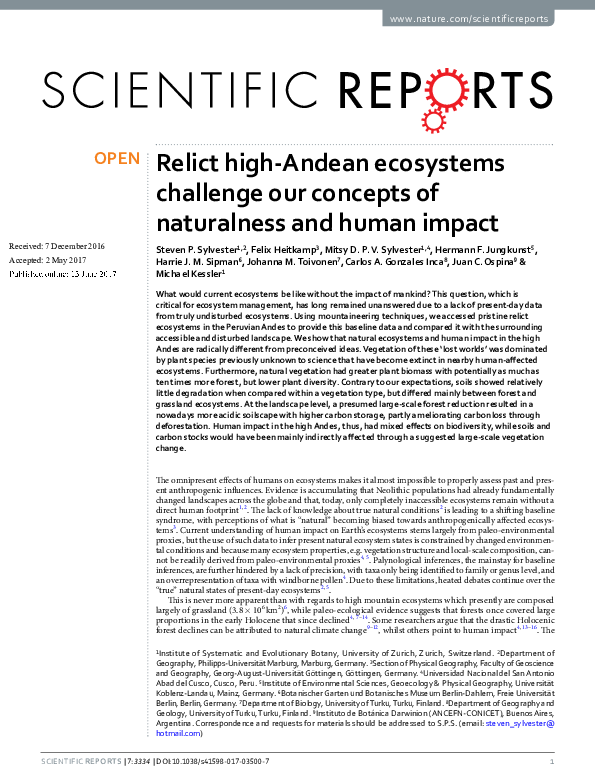 (PDF) Relict high-Andean ecosystems challenge our concepts of ...