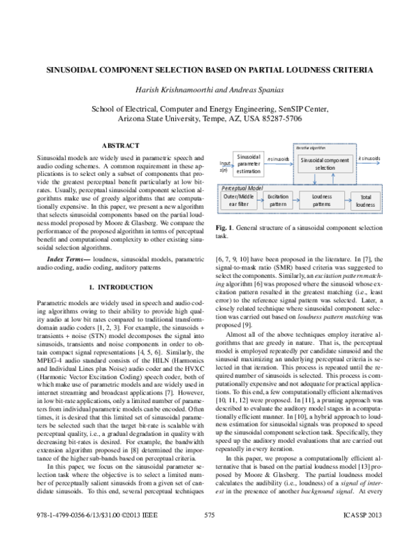 (PDF) Sinusoidal component selection based on partial loudness criteria