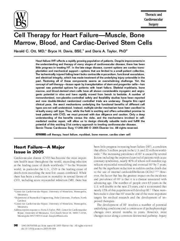(PDF) Cell Therapy for Heart Failure—Muscle, Bone Marrow, Blood, and ...