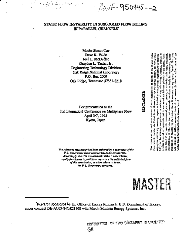 (PDF) Experimental study of static flow instability in subcooled flow boiling in parallel channels