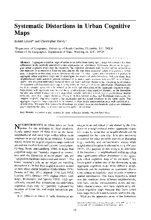 (PDF) Understanding Distortions in Urban Cognitive Maps