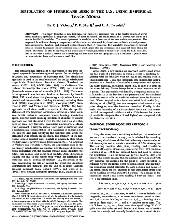 (PDF) Simulation of Hurricane Risk in the U.S. Using Empirical Track ...