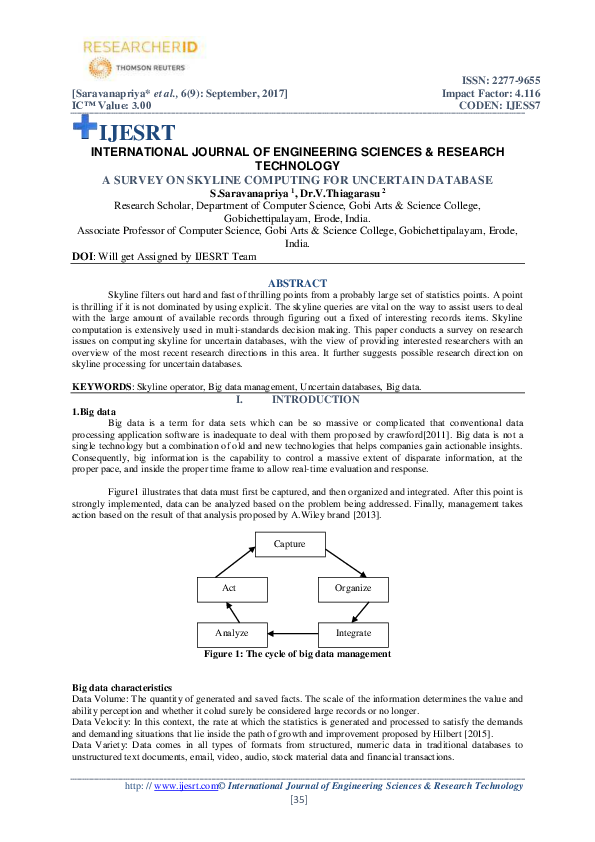 (PDF) A SURVEY ON SKYLINE COMPUTING FOR UNCERTAIN DATABASE